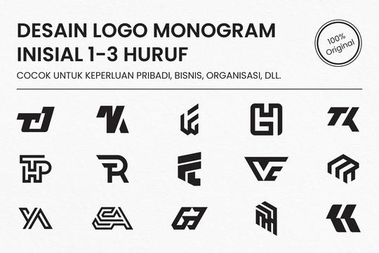Desain Logo Monogram Modern Inisial 1-3 Huruf