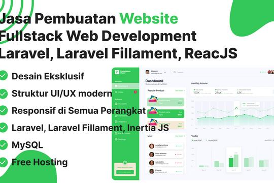 Jasa Pembuatan Website Fullstack Web Development Laravel, Laravel Fillament, ReactJS