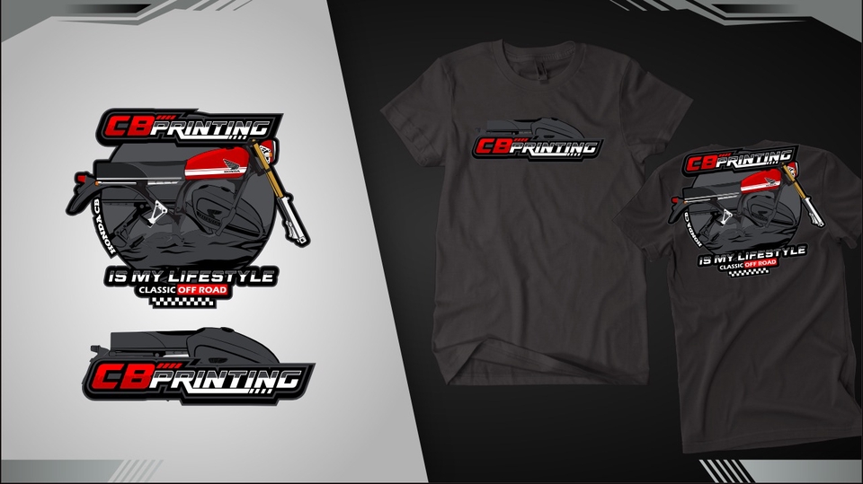 Saya akan menggambar ilustrasi motor dan mobil racing untuk desain kaos