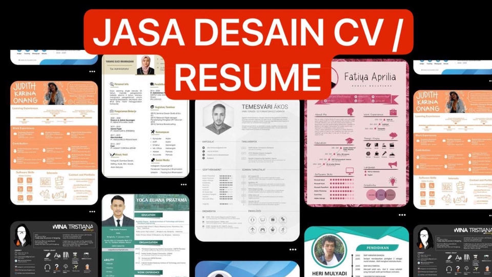 Open jasa desain CV (Curriculum Vitae) / Resume sesuai ATS / 1 hari jadi