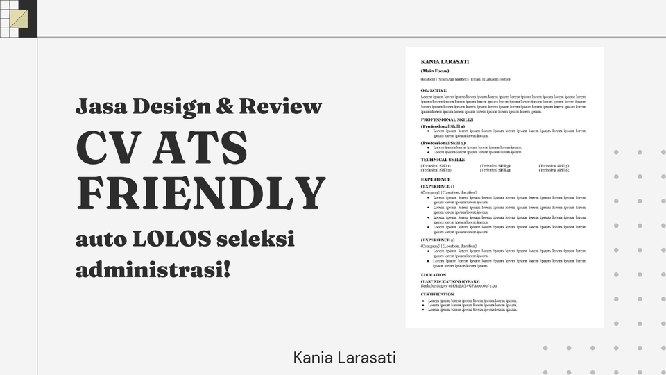 JASA DESIGN & REVIEW CV ATS FRIENDLY, AUTO LOLOS SELEKSI ADMINISTRASI!