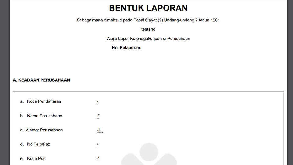Pengurusan Pelaporan WLKP (Wajib Lapor Ketenagakerjaan Perusahaan)
