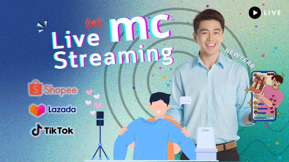 งานไลฟ์สด ผ่านแพลตฟอร์ม Live Streaming Host , KOL Live , MC, ไลฟ์ขายสินค้า