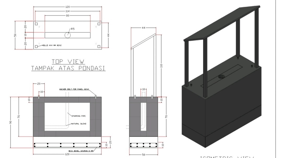Gambar Drawing 2D&3D menggunakan Autocad