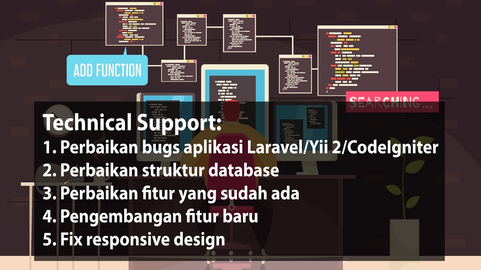 Jasa Perbaikan Bugs, Penambahan Fitur Aplikasi Web (Laravel, Yii 2, Codeigniter)