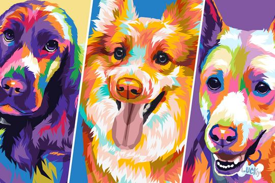 Illustrasi Portrait Pet Hewan Peliharaan style WPAP Pop Art
