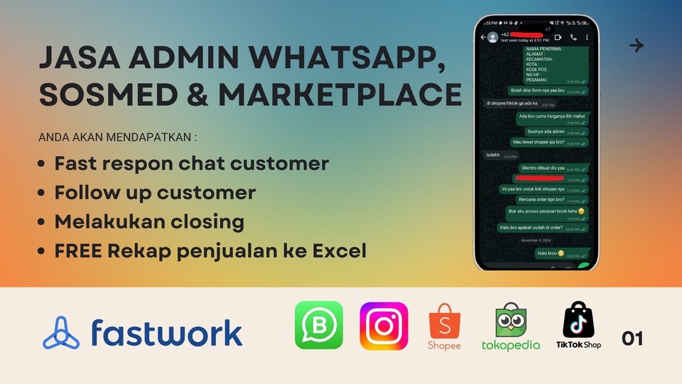 JASA ADMIN WHATSAPP, INSTAGRAM, SHOPEE, TOKOPEDIA, TIKTOK FULL SERVICE