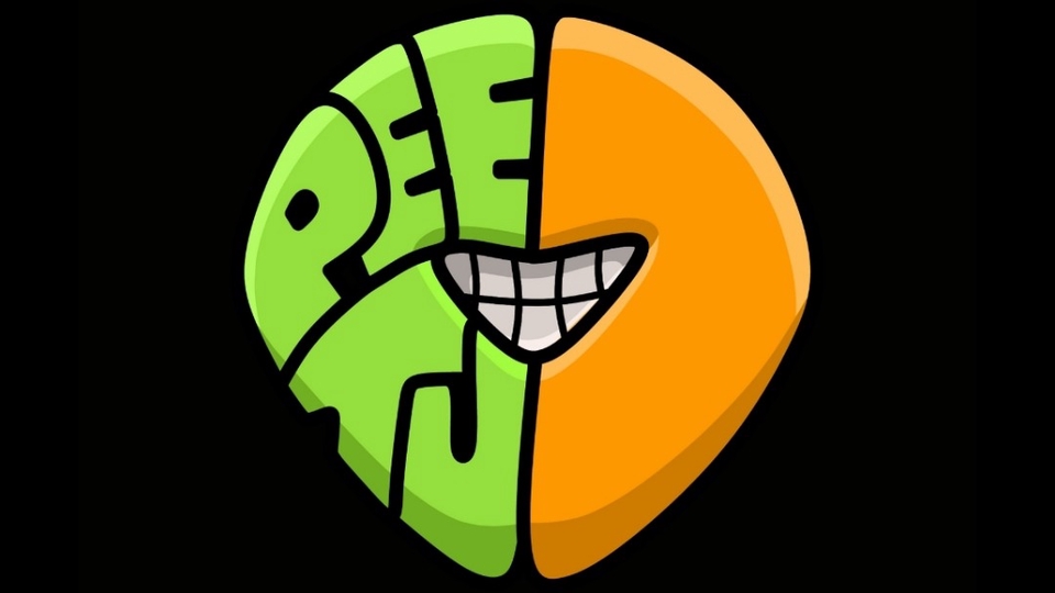 Design logo dengan kata dan bentuk yang unik