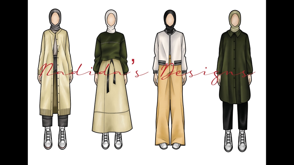 Design Ilustrasi, Motif scarf, Technical, mock up&mood