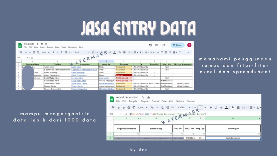 Entri Data Excel/Spreadsheet