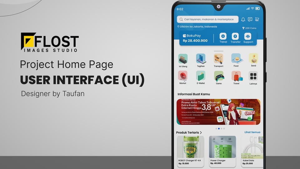 Desain UI Homepage Aplikasi Mobile