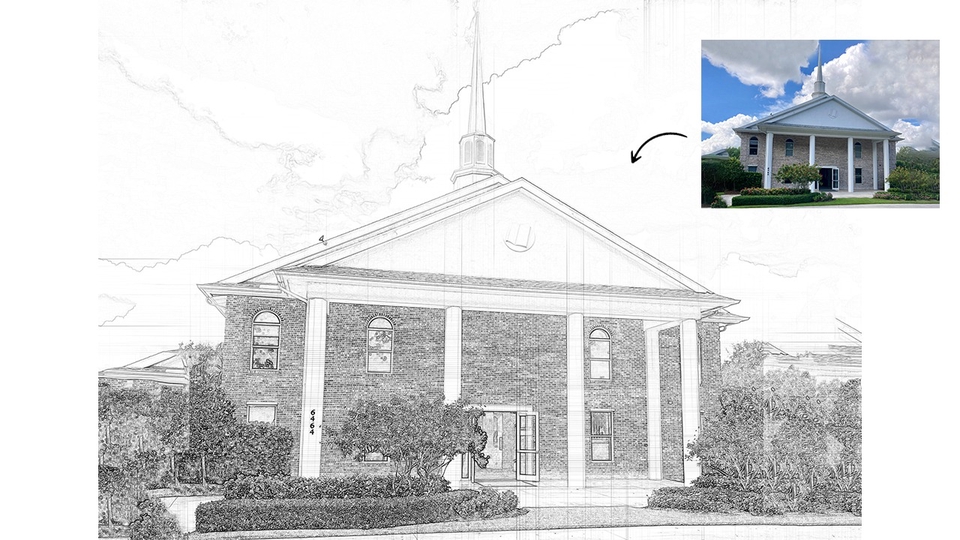 Sketch Digital Real Estate, Architecture Portrait House, Building