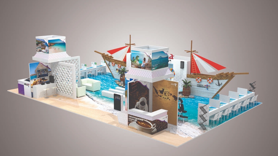 DESAIN 3D BOOTH, STAND, PANGGUNG, LAYOUT PAMERAN, DESAIN KARAKTER 3D ...