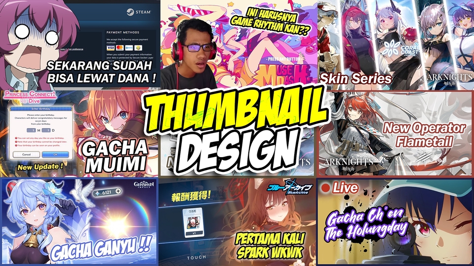 Design Simple Thumbnail for Vtuber, Youtuber or Streamer (Harga Promo)