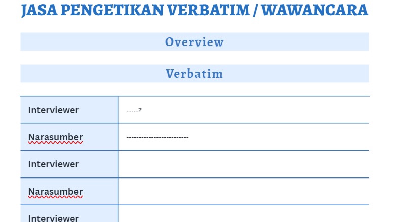 Jasa Pengetikan Verbatim / Wawancara / Wawancara Psikologi