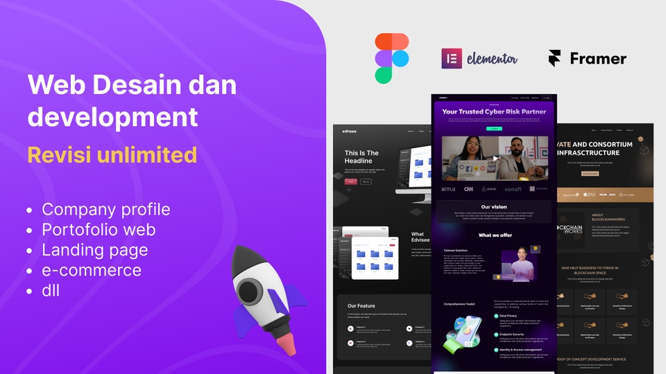 Desain Website Landing Page Cepat Bebas Revisi Framer Elementor