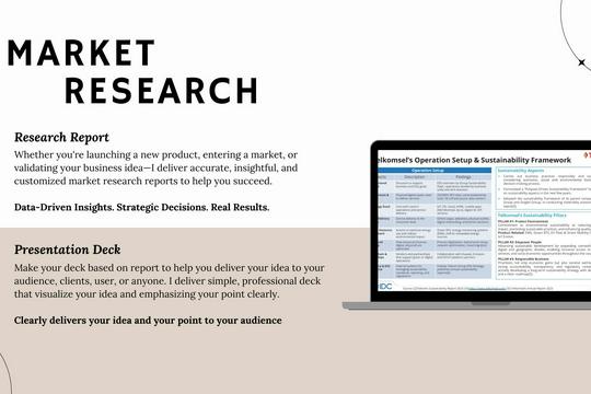 Market Research, Reporting, Benchmarking, Presentation