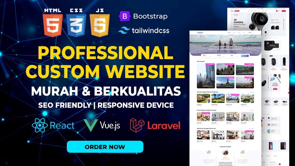 Jasa Pembuatan Website Custom Murah Berkualitas | Laravel, React JS, Next JS, Vue JS, ASP.net MVC