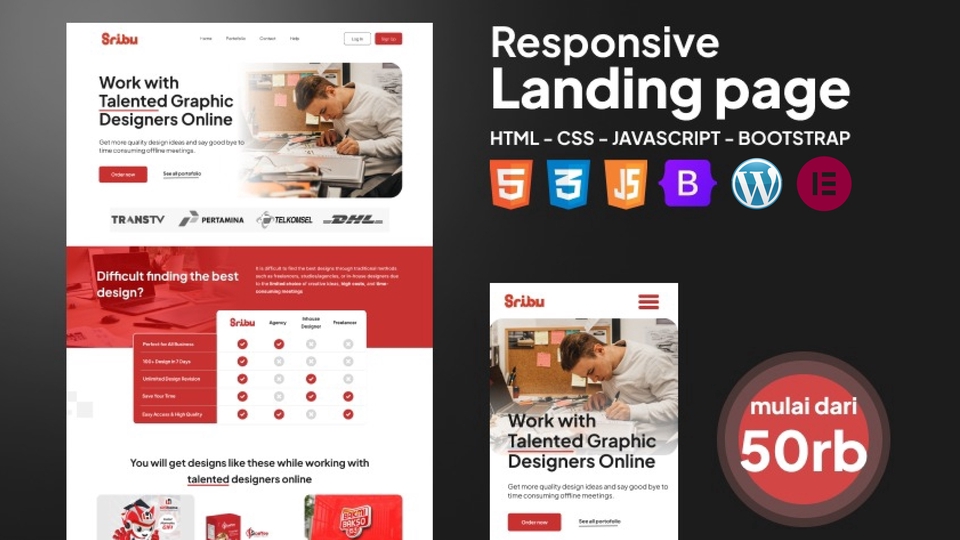Pembuatan Landing Page Responsive Gratis Hosting Untuk Company Profile, Sales Promotion, Dsb.