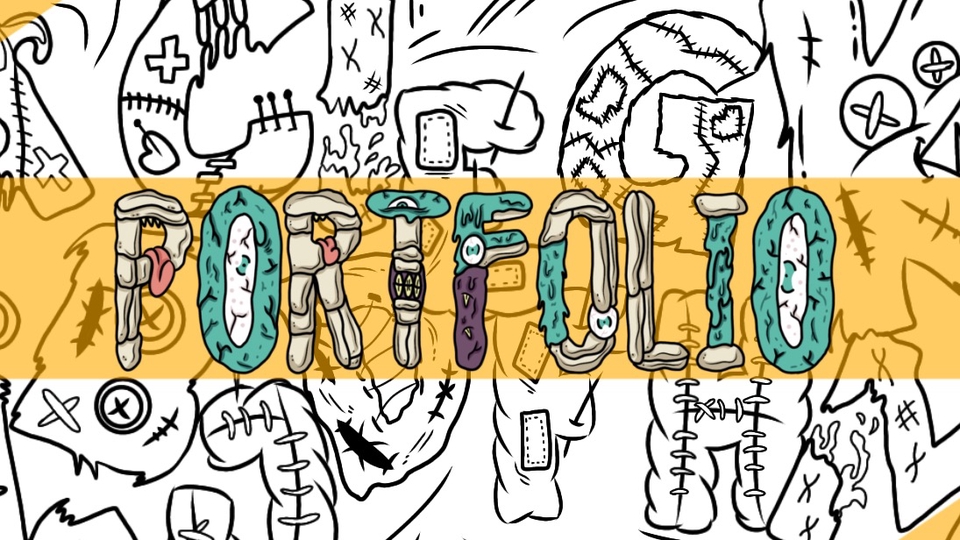 Design typography berbentuk cartoon text's. Revisi sebanyak 2 kali.