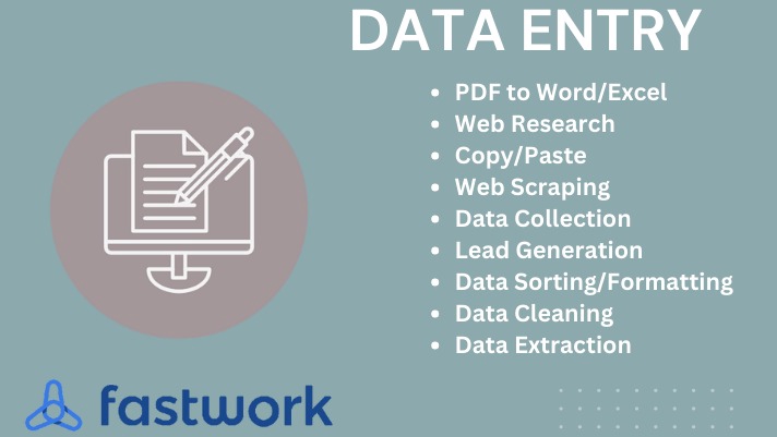 I will do data entry, PDF, excel, copy paste, data extract