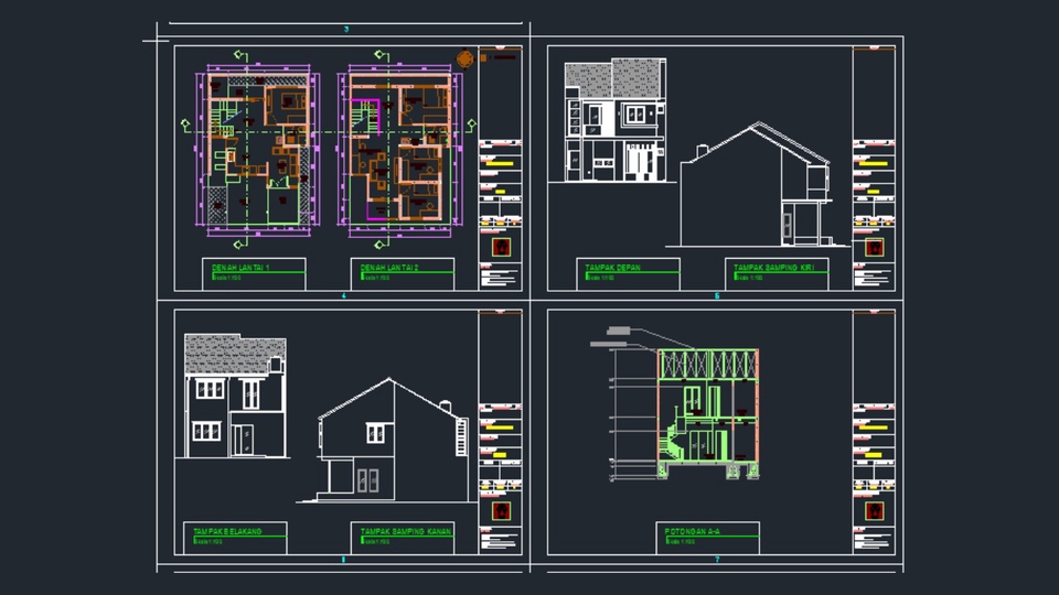 Desain Rumah 2D | Gambar Kerja | Autocad 2D