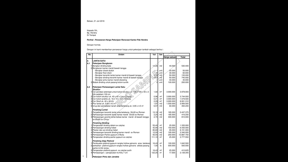 Perencanaan Gambar Kerja & BOQ