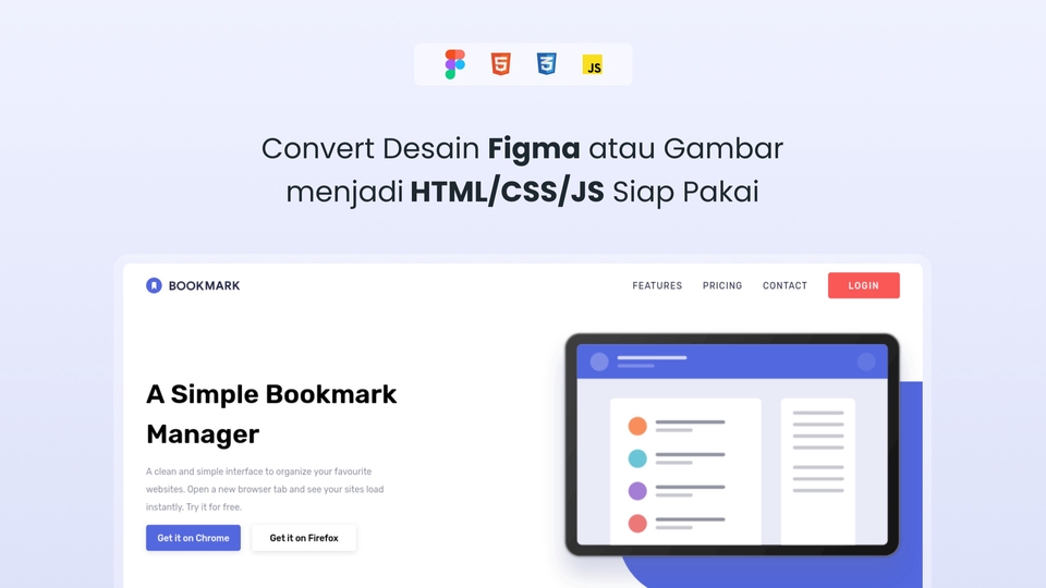 Convert Desain Figma atau Gambar menjadi HTML/CSS/JS Siap Pakai